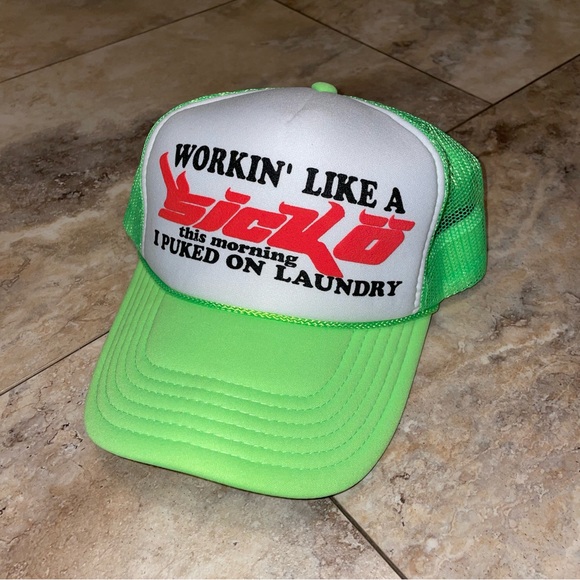 Sicko | Accessories | Lan Connor Workin Like A Sicko Neon Green Trucker ...